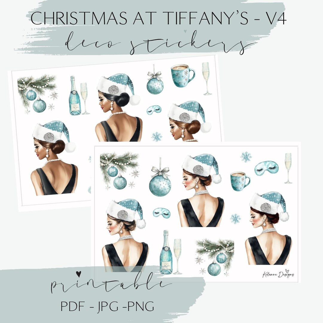 Christmas at Tiffany's Ladies V4 Printable Planner Stickers, Printable ...