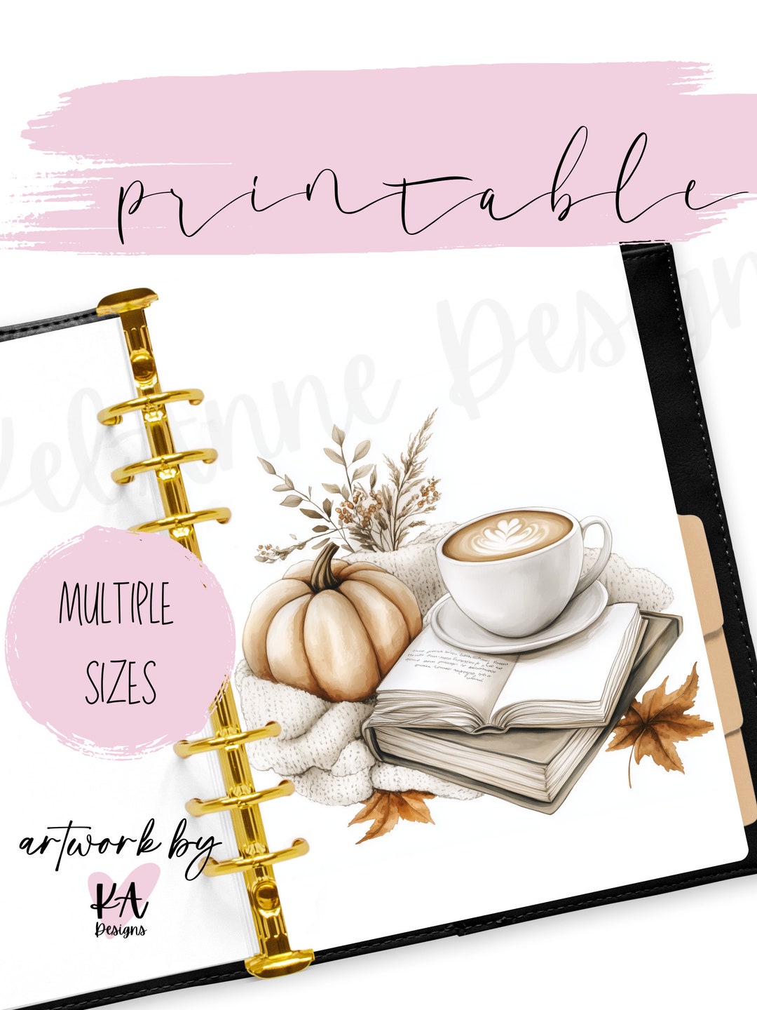 Cosy Fall Scene, Book Lap Top Coffee and Pumpkin Dashboard Printable ...
