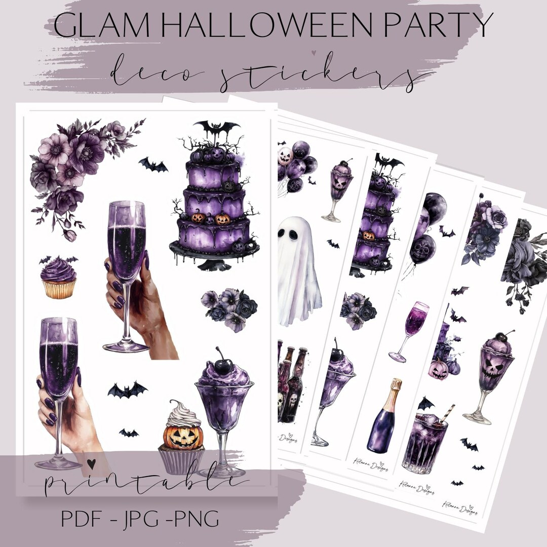 Glam Halloween Party Printable Sticker Bundle, Printable Halloween ...