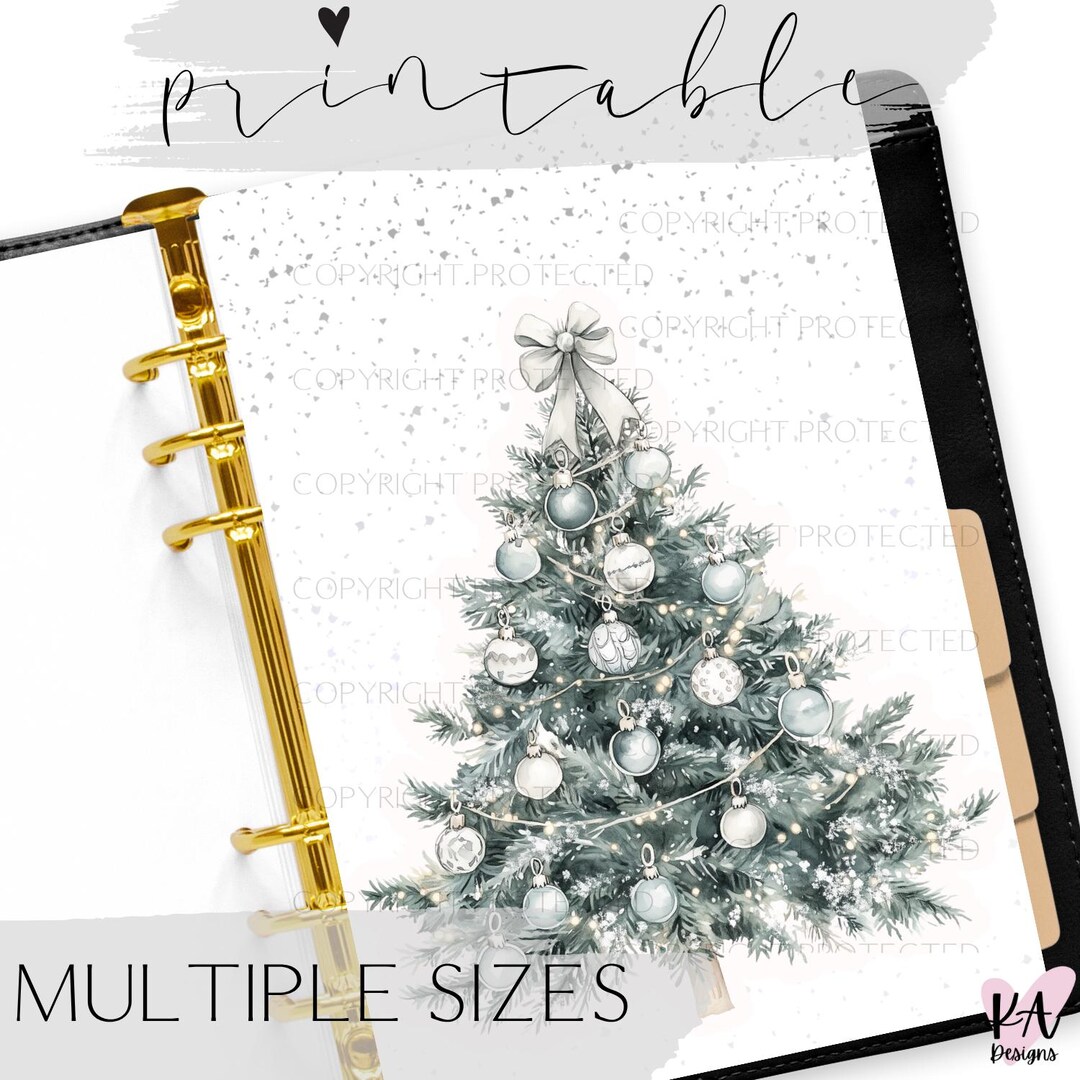 Silver Holidays Tree Dashboard, Silver Holidays Tree Printable Planner ...