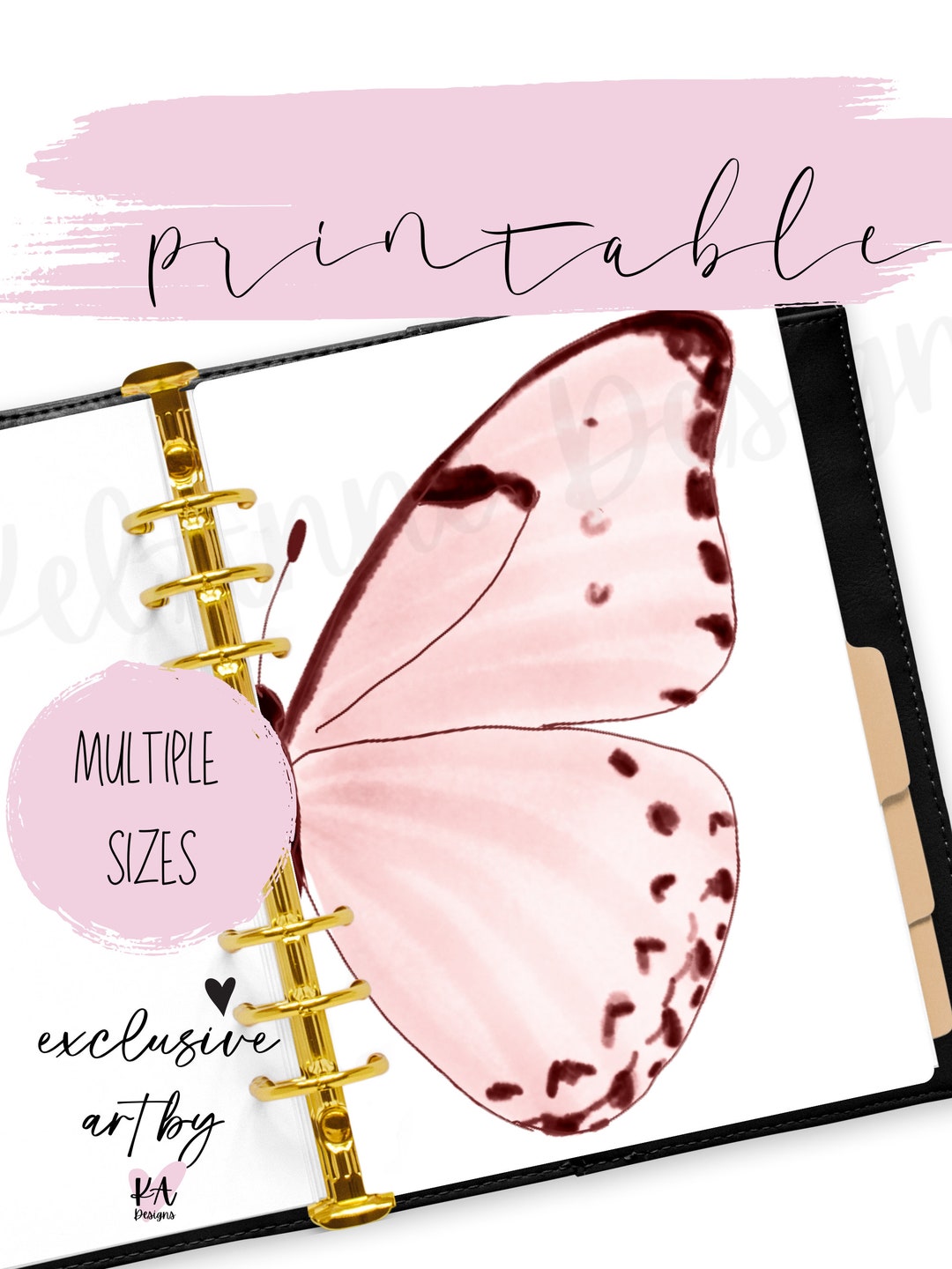 Pink Butterfly Printable Planner Dashboard, Half Butterfly Dashboard ...