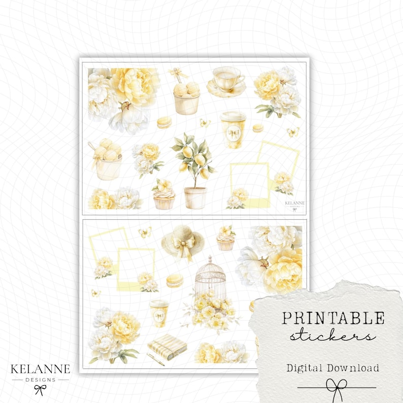 Lemony Days 1.2 Printable Stickers, Yellow Theme Deco, Lemon Deco ...