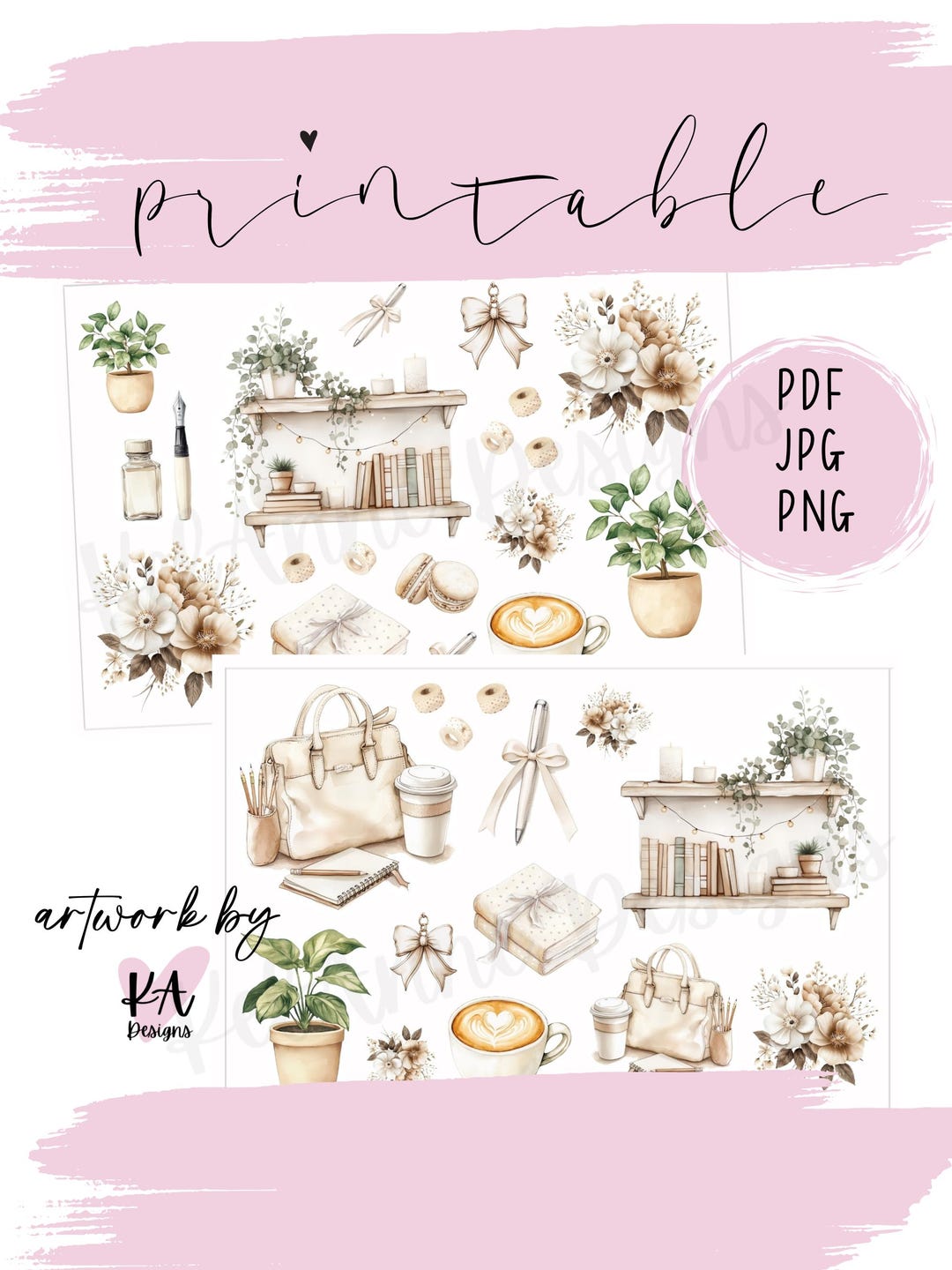 Cream Planning Stickers, Printable Cream Neutral Planner Stickers ...