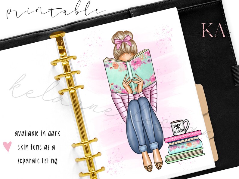 Reading Girl Printable Planner Dashboard Multiple Sizes - Etsy