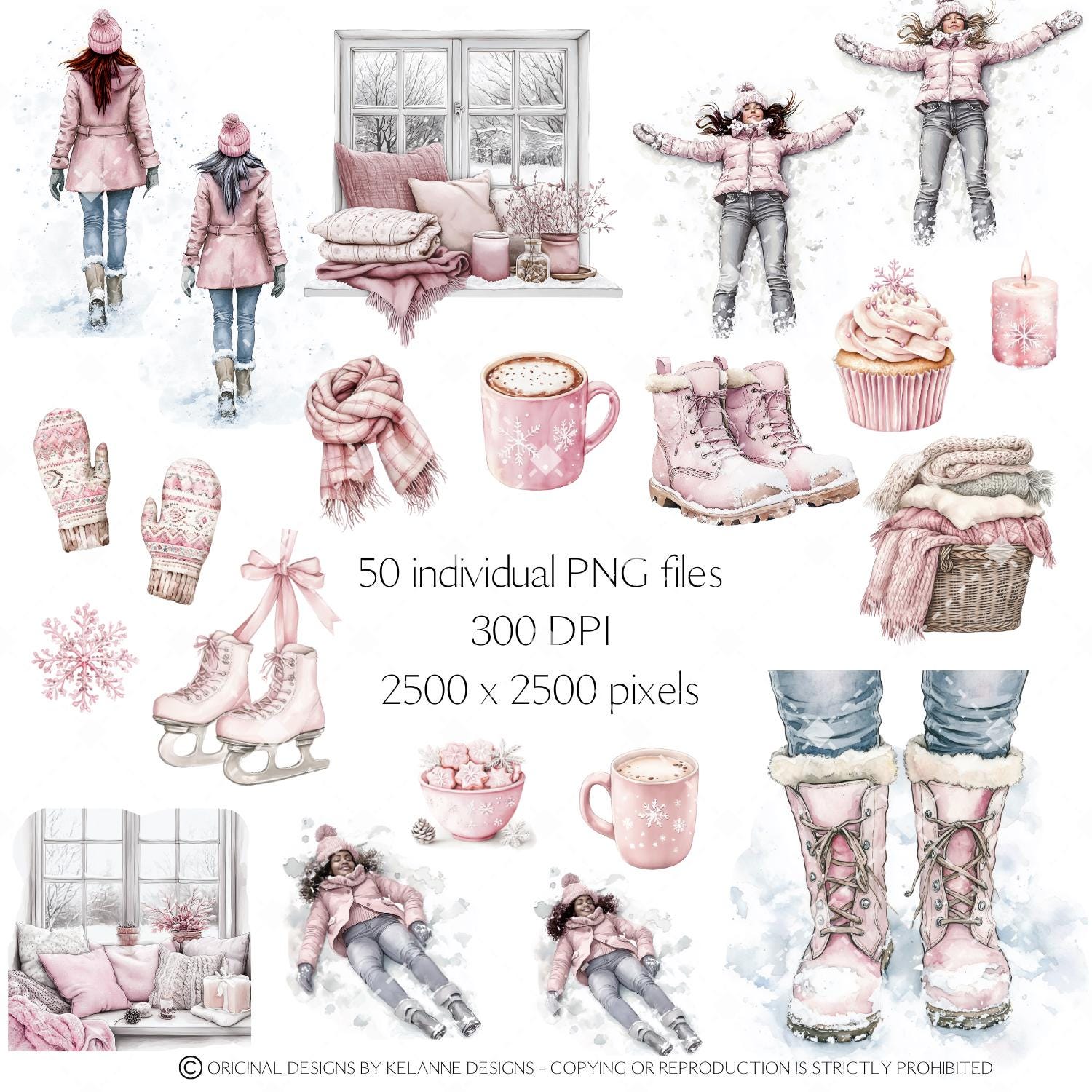 Pink Winter Digital Planning Pngs, Pink Winter Png Clipart Files, Pink ...