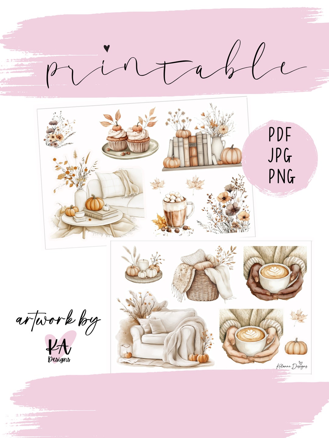 Cosy Autumn Home Printable Stickers, Autumn Printable Deco Stickers ...