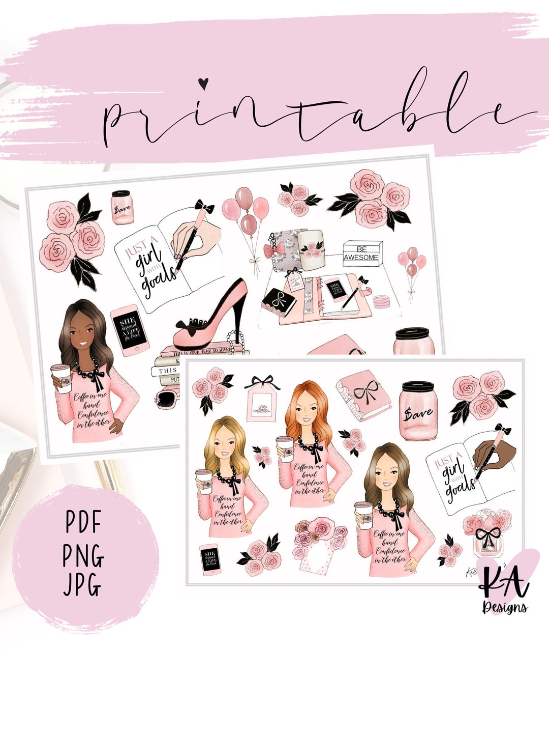 A Girl With Goals, a Girl With Goals Planner Deco Stickers, Goals Deco ...