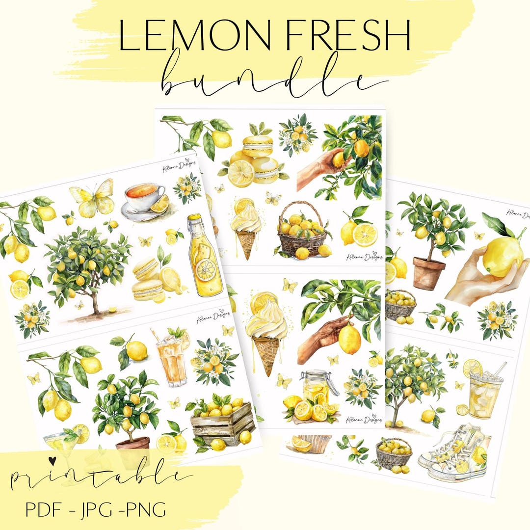 Lemon Fresh Printable Stickers Bundle, Lemon Fresh Stickers Deco Bundle ...