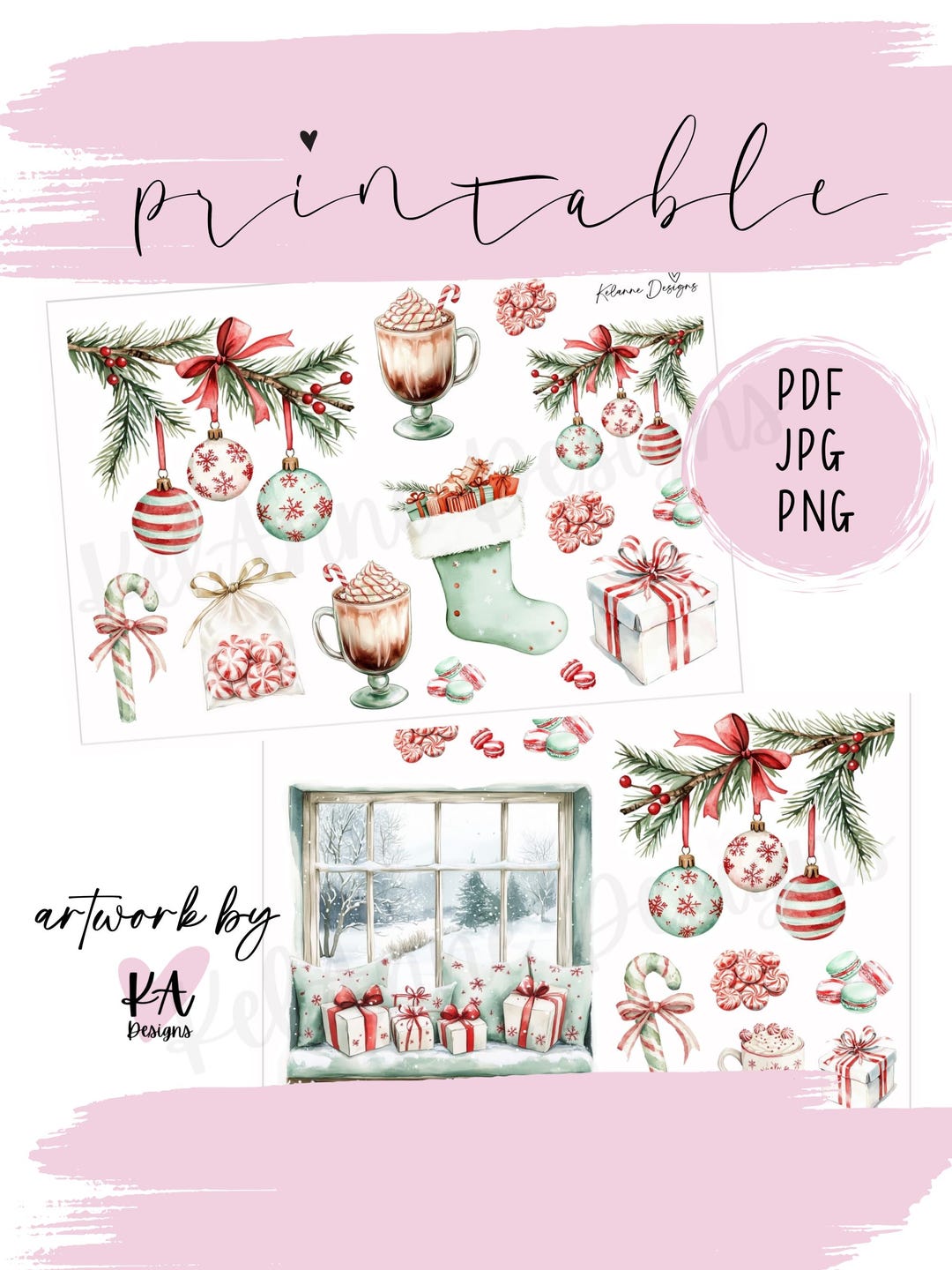Peppermint Mocha Christmas Stickers, Peppermint Mocha Printable ...