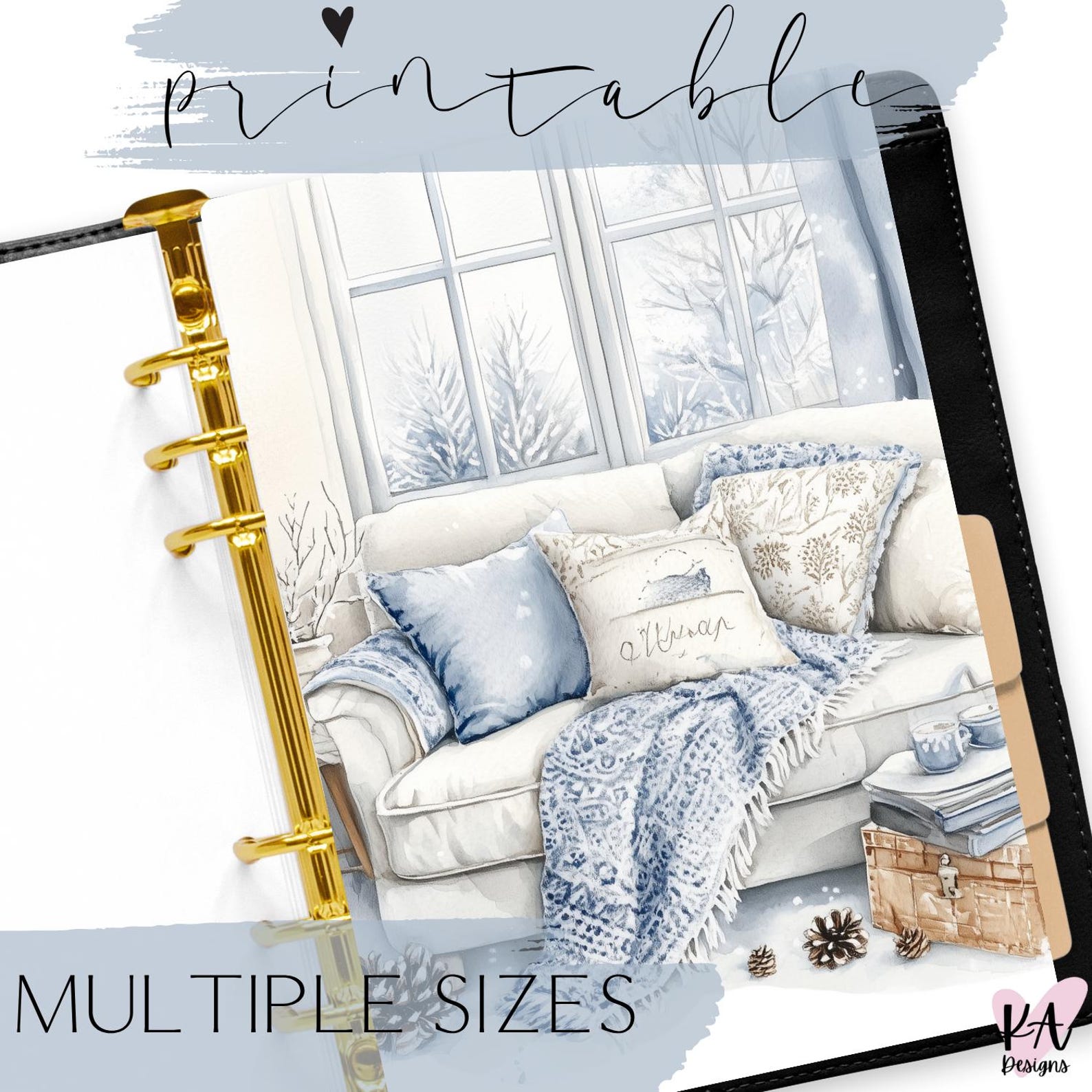 Blue Winter Cosy Scene Dashboard, Printable Winter Dashboard, Printable ...