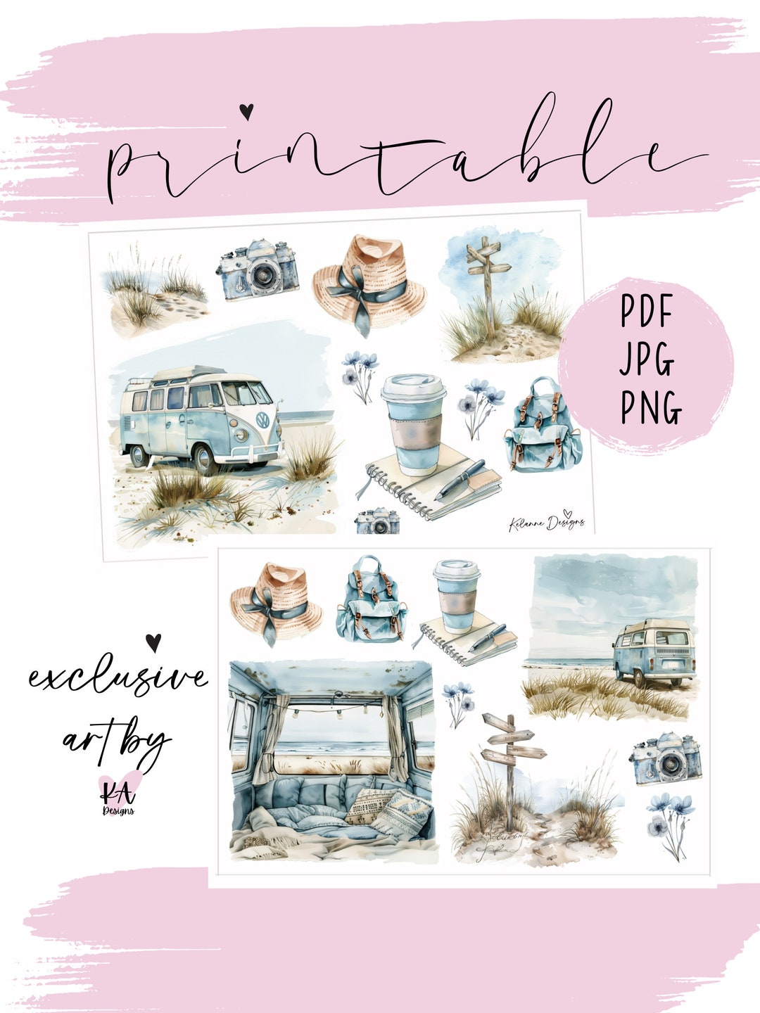 Road Trip Printable Deco Stickers, Holiday Travel Stickers, Holiday ...