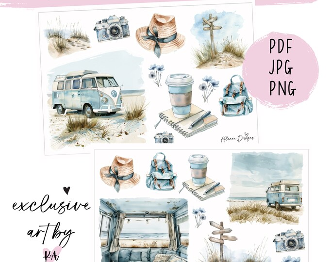 TRAVEL PLANNER STICKERS, Road Trip Planner Deco, Travel Printable Deco ...