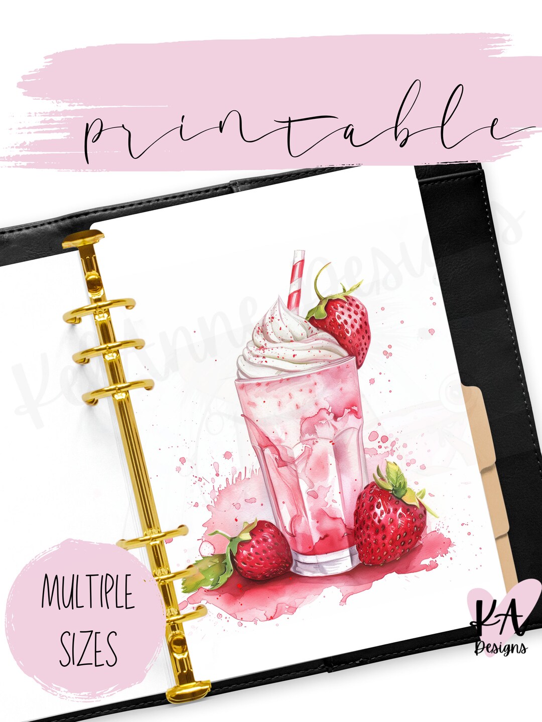 Strawberry Milkshake Printable Dashboard, Printable Planner Dashboard ...