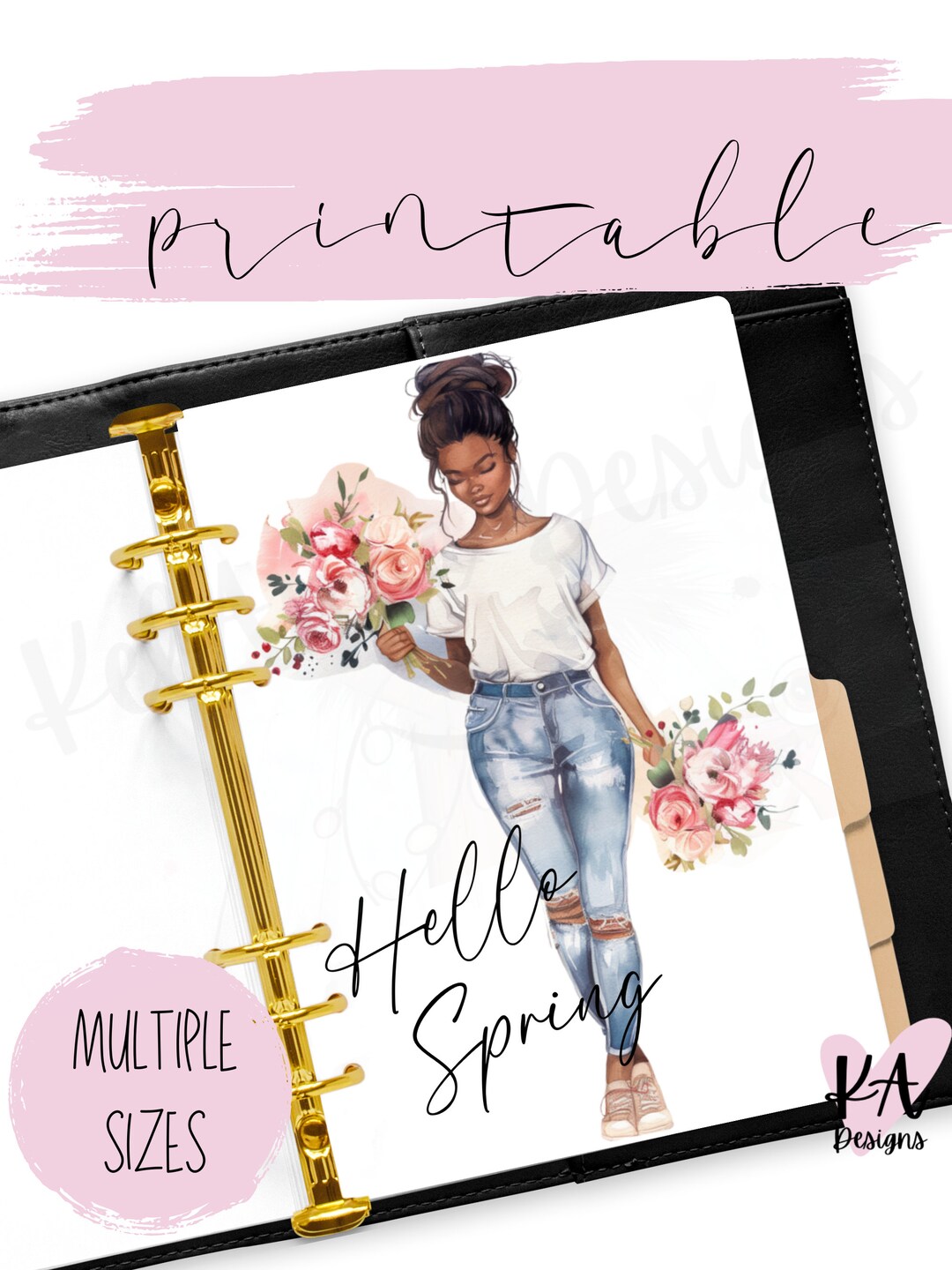 Hello Spring Dashboard, Girl Holding Flowers Printable Dashboard ...