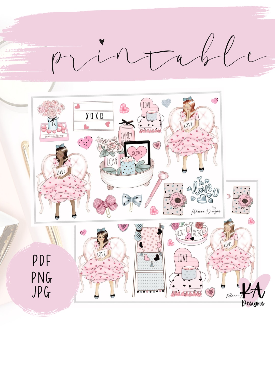 Vintage Floral Valentines Deco Stickers, Vintage Floral Valentine ...