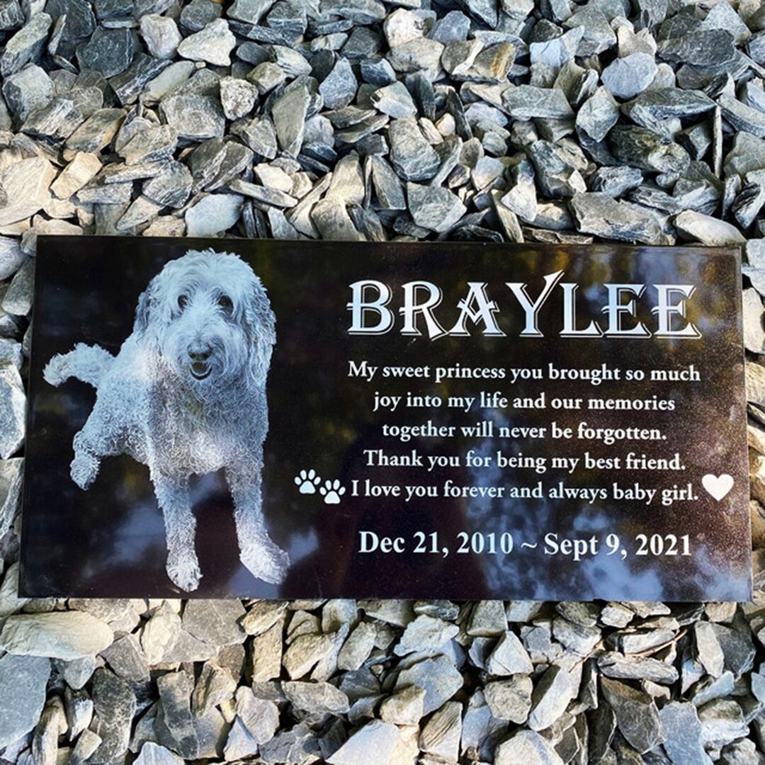 Beautiful 12x6 Pet Grave Decoration Engraved With the Picture of Your ...