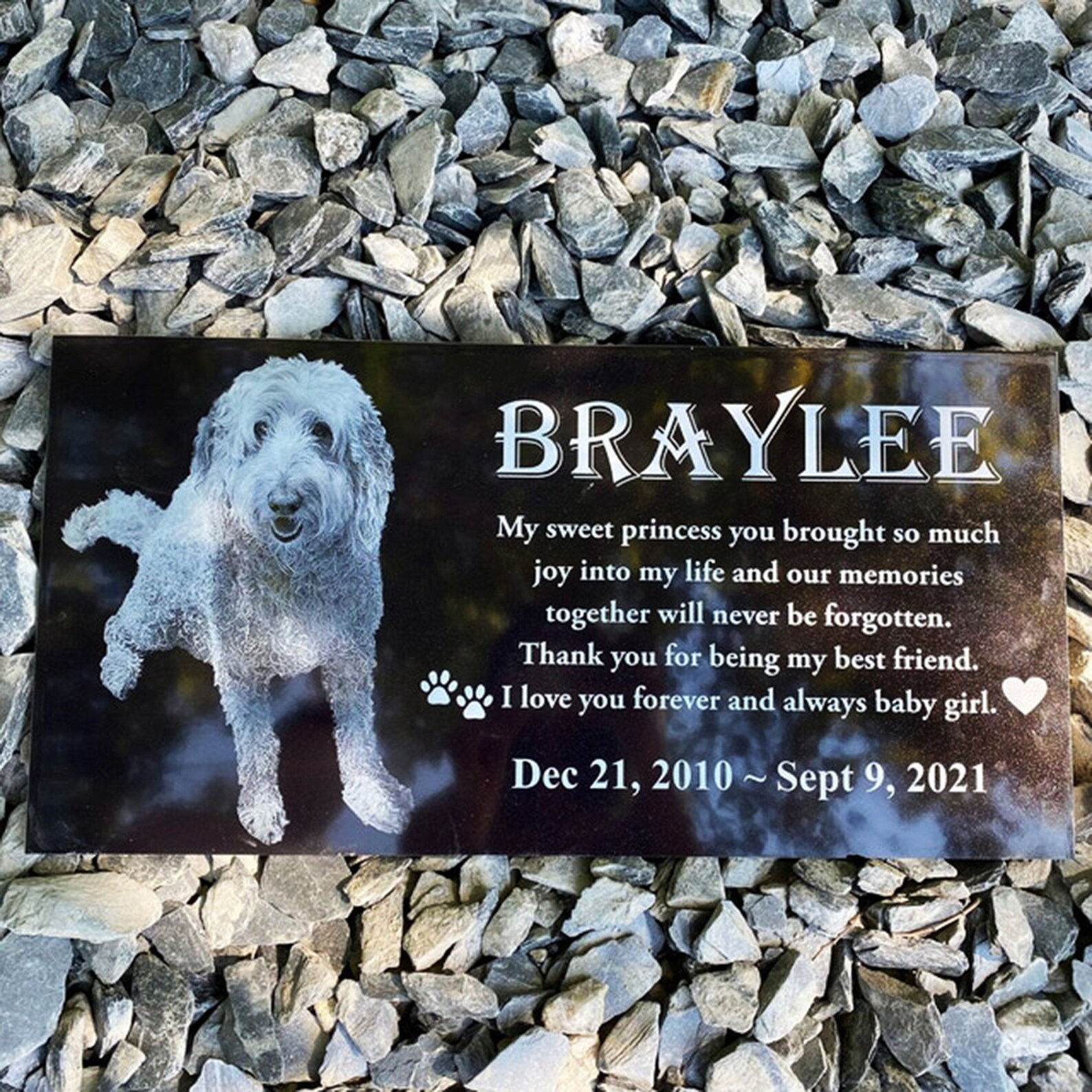 Beautiful 12x6 Pet Grave Decoration Engraved With the Picture of Your ...