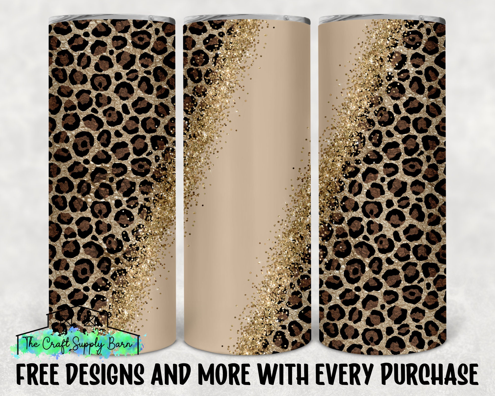 Leopard Seamless Tumbler Design Gold Tan Glitter Leopard - Etsy