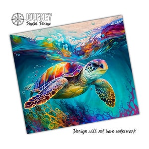 Alcohol Ink Sea Turtle Tumbler Design, Sea Turtle Wrap, Ocean, Alcohol ...