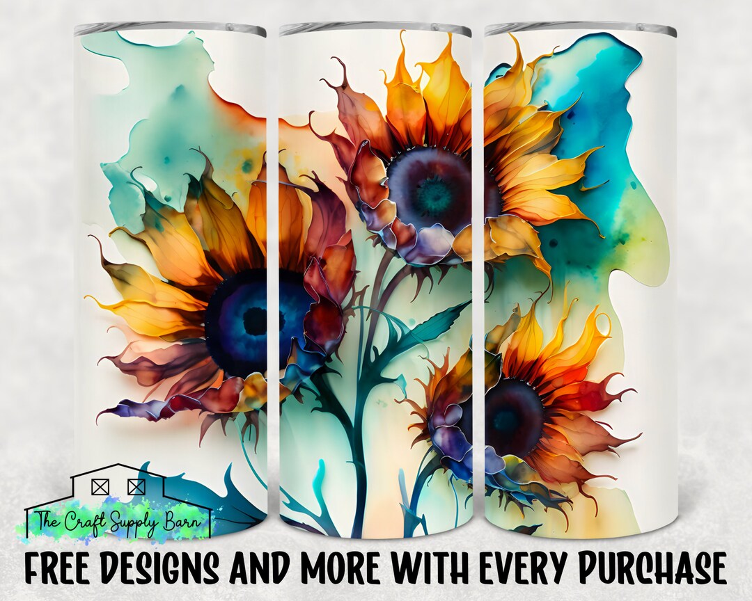 Alcohol Ink Sunflower Tumbler Design Sunflower Png Alcohol - Etsy