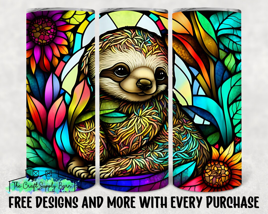Baby Sloth Stained Glass Tumbler Design Sloth Stained Glass - Etsy
