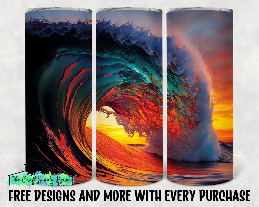 Ocean Wave Tumbler Design Sunset Wave Tumbler Ocean Wave - Etsy