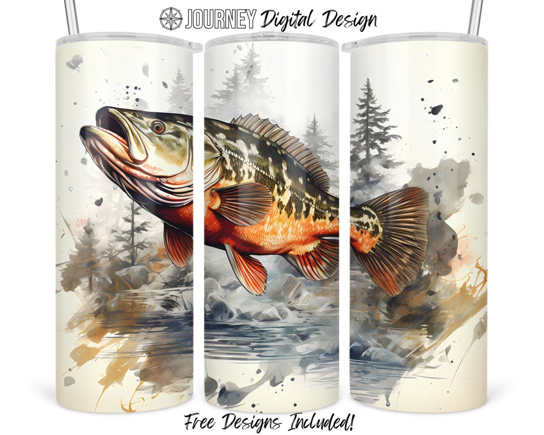 Bass Tumbler Design, Bass Fish Sublimation Design, Fishing Wrap, Bass ...