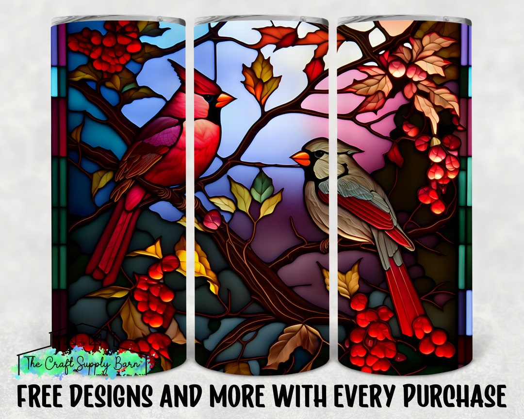 Stained Glass Cardinals Tumbler Design Cardinal Sublimation - Etsy