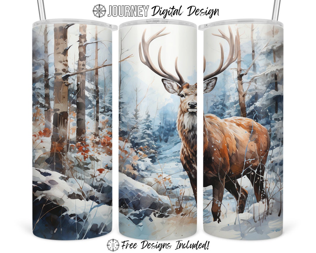 Elk Tumbler Design, Elk Sublimation Tumbler Design, Winter Elk Tumbler ...