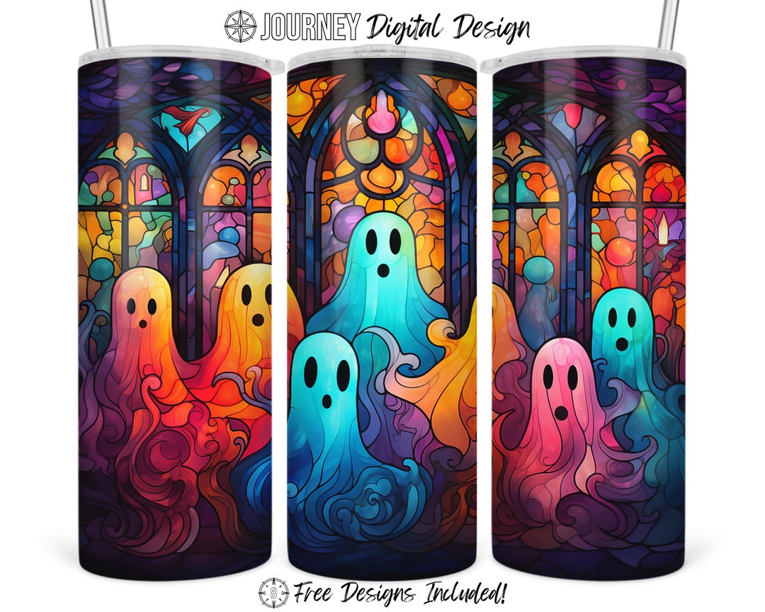 Stained Glass Ghost Design, Spooky Ghosts, Halloween Wrap, Stained ...