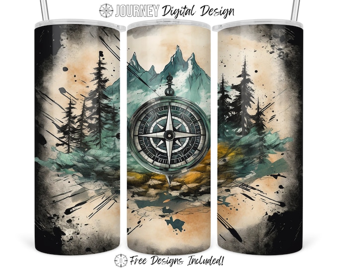 Outdoor Tumbler Design, Adventure Sublimation Design, Nature Wrap ...