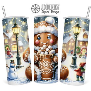 Hot Cocoa Gingerbread Man Tumbler Wrap, Christmas Gingerbread Man ...