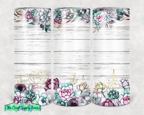 Succulent Tumbler Design Wood Shiplap Watercolor | Etsy