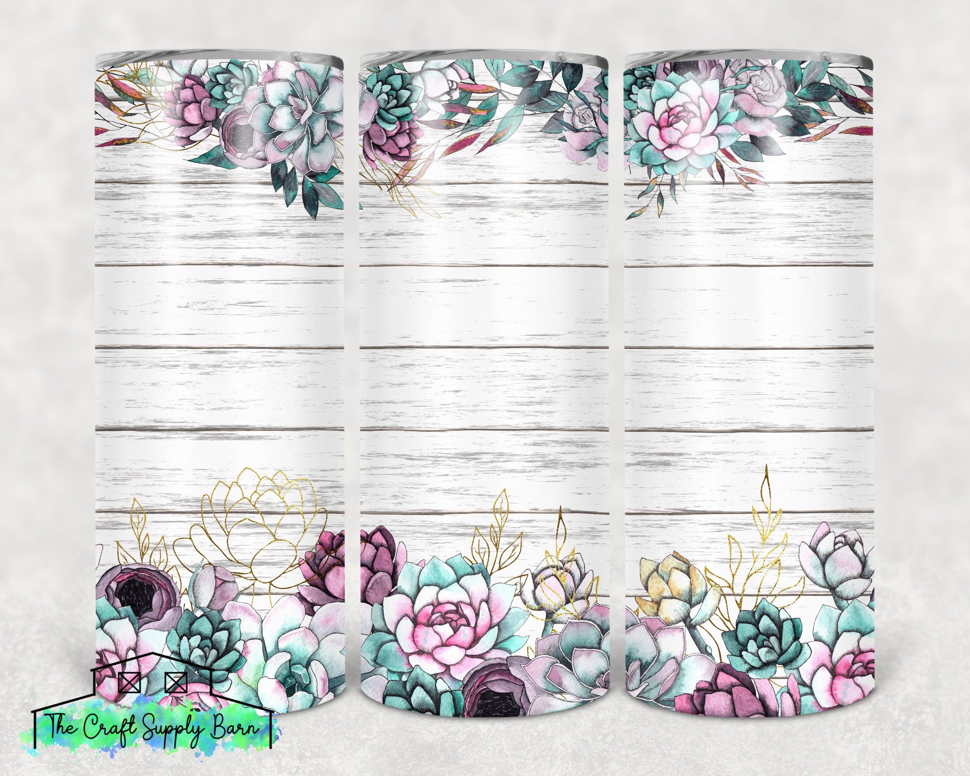 Succulent Tumbler Design Wood Shiplap Watercolor - Etsy