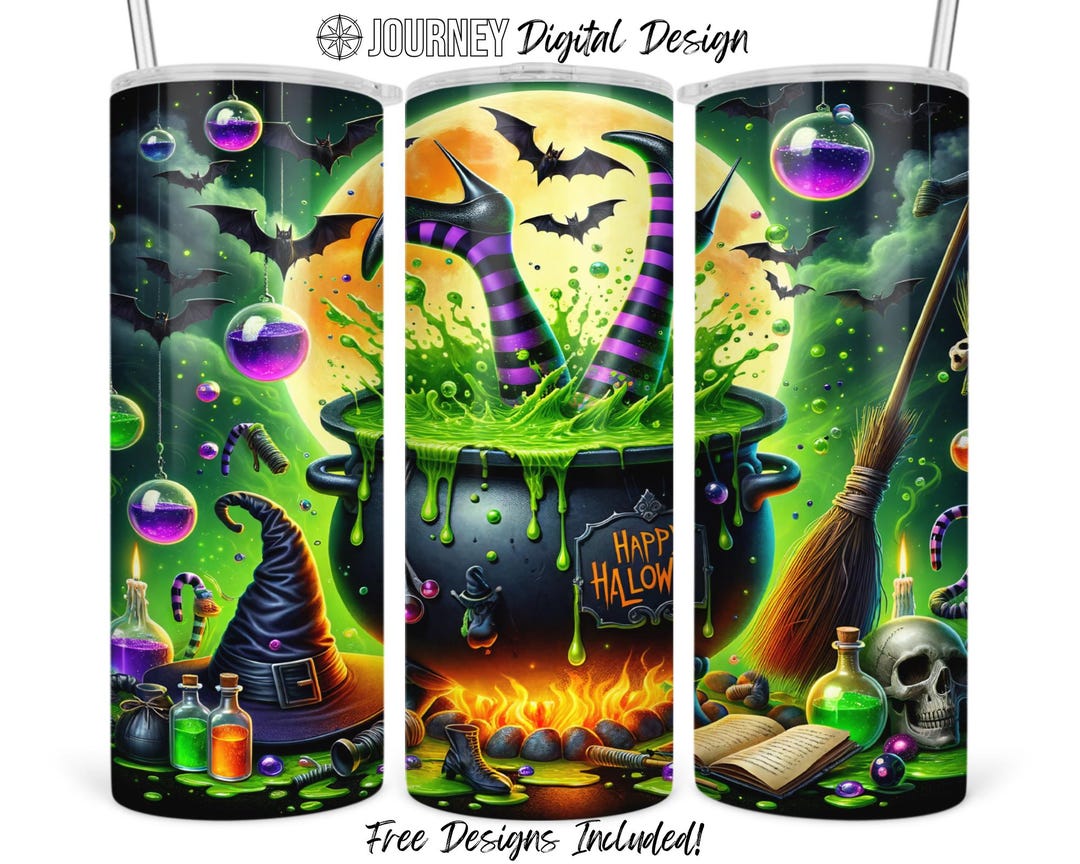 Witch Sublimation Design, Halloween Tumbler Wrap, Witch Cauldron ...