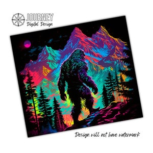Neon Sasquatch Tumbler Design, Bigfoot Sublimation Tumbler Design ...
