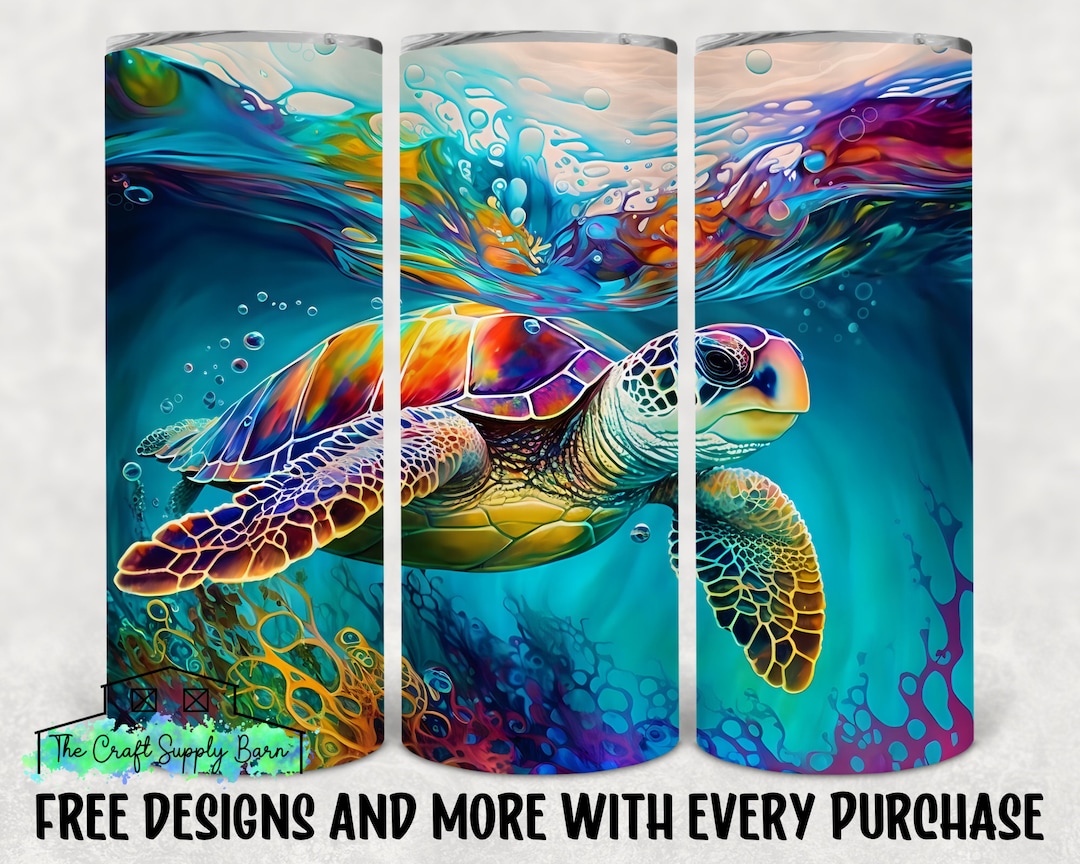 Alcohol Ink Sea Turtle Tumbler Design Sea Turtle Wrap Ocean - Etsy