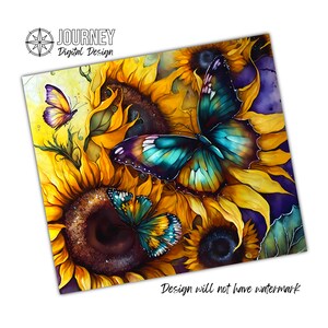 Alcohol Ink Sunflowers and Butterflies Tumbler Design, Sunflowers Wrap ...