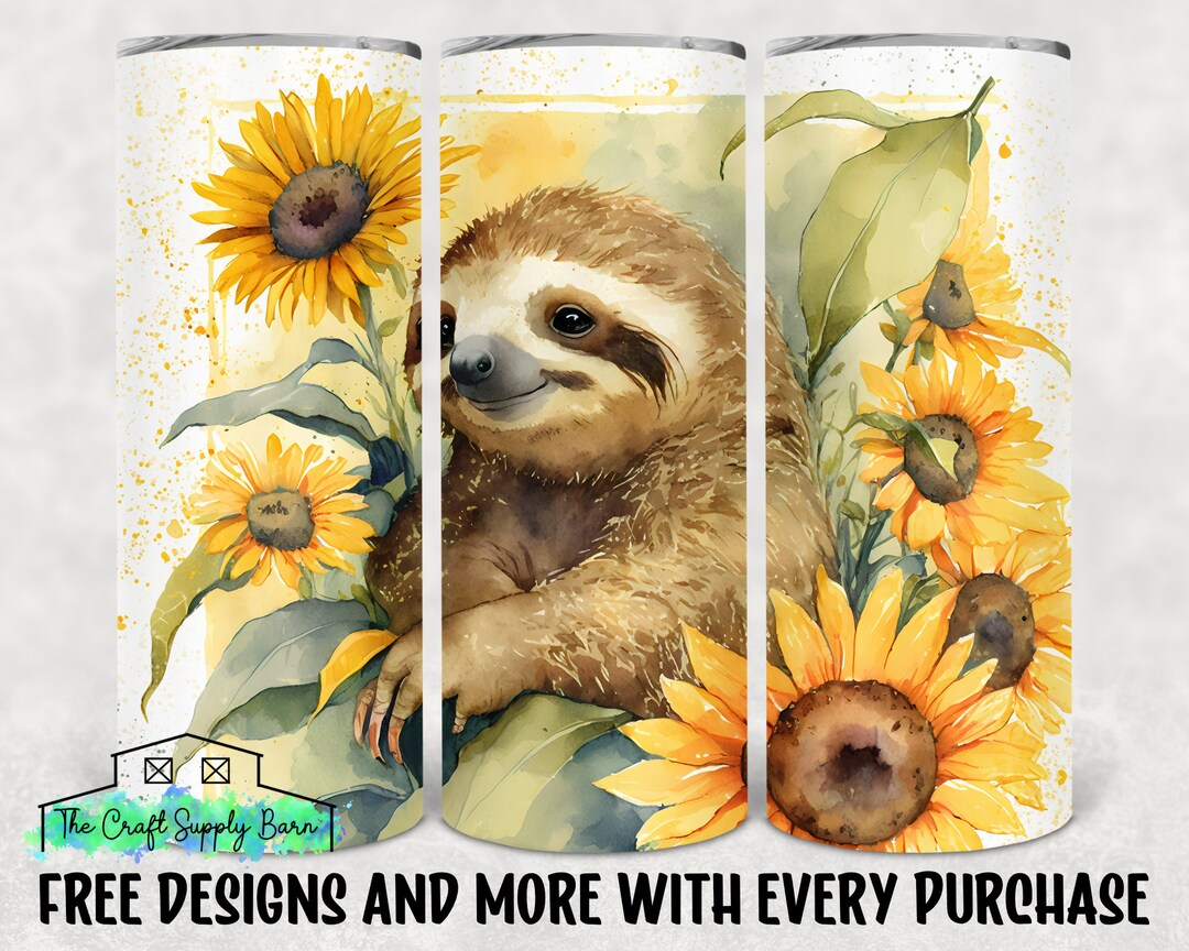 Sunflower Sloth Tumbler Design Sunflower Tumbler Wrap Sloth - Etsy