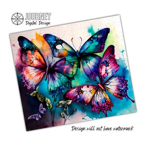 Alcohol Ink Butterflies Tumbler Design, Butterfly Wrap, Alcohol Ink Png ...
