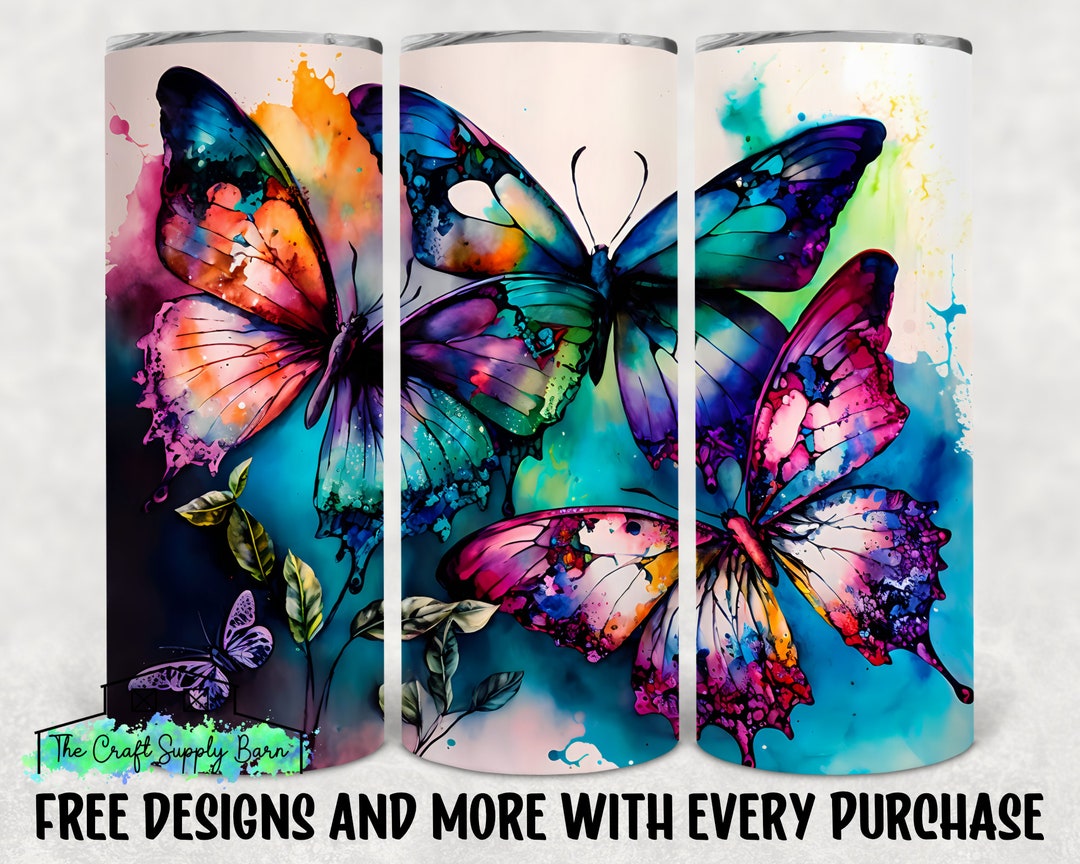 Alcohol Ink Butterflies Tumbler Design Butterfly Wrap - Etsy