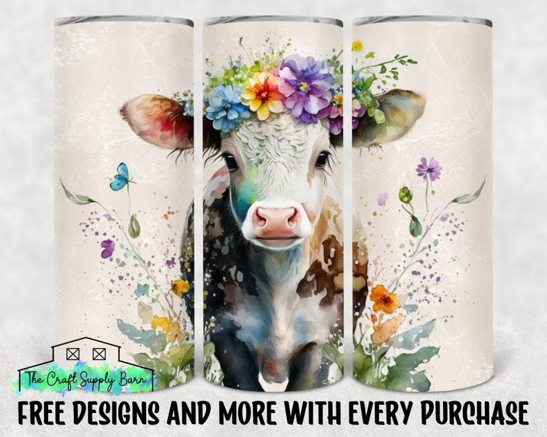 Cow Tumbler Design Baby Cow Wrap Cow Png Floral Cute Cow - Etsy