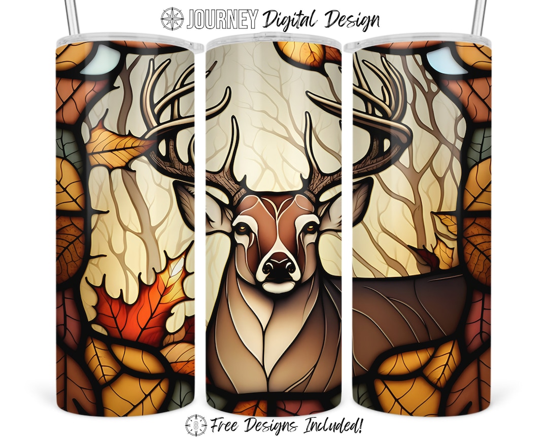 Stained Glass Whitetail Buck Tumbler Design, Whitetail Deer Stained ...