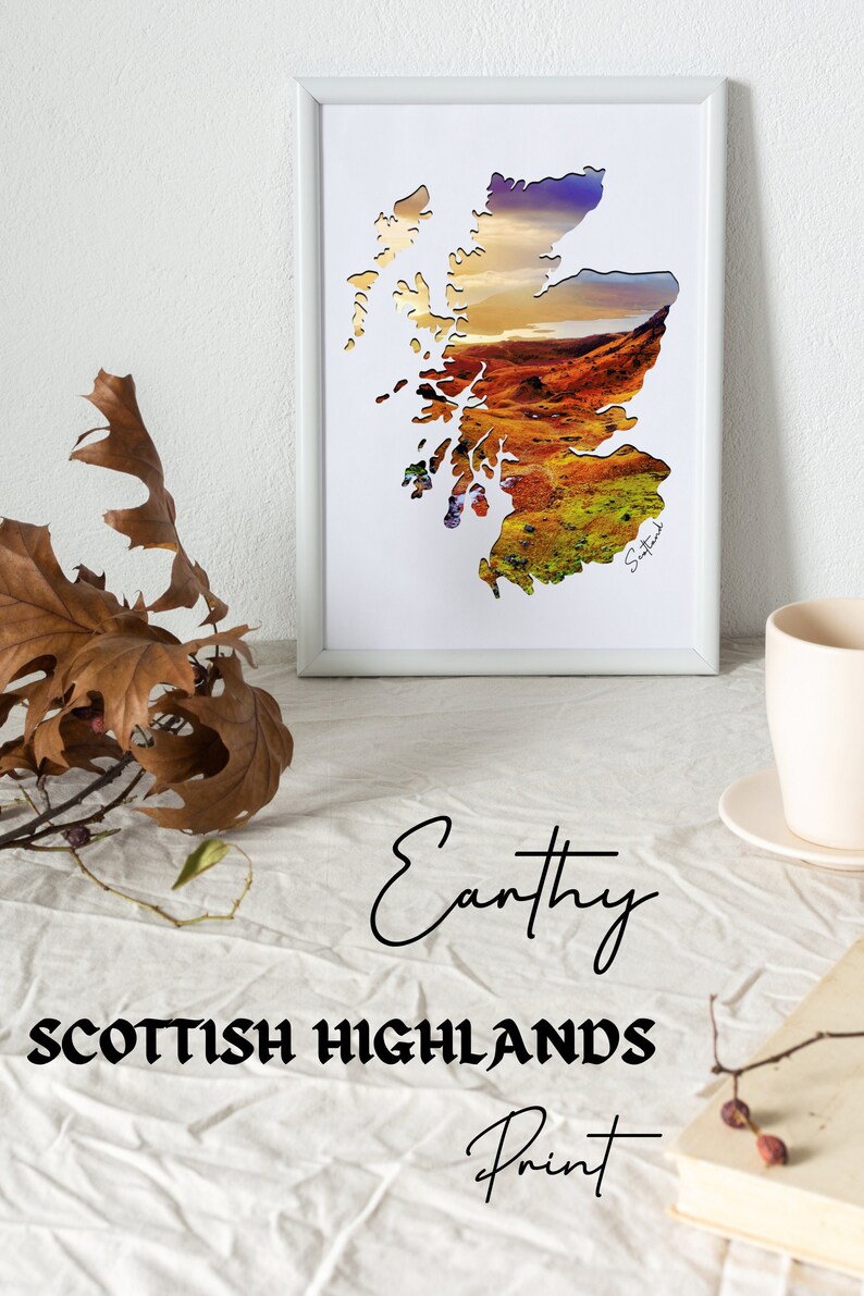 Celtic Wall Art Map | Printable Scotland Canvas | Scottish Highlands ...