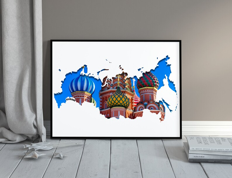 Russia Wall Art Map | Printable Russian Design Home Decoration ...