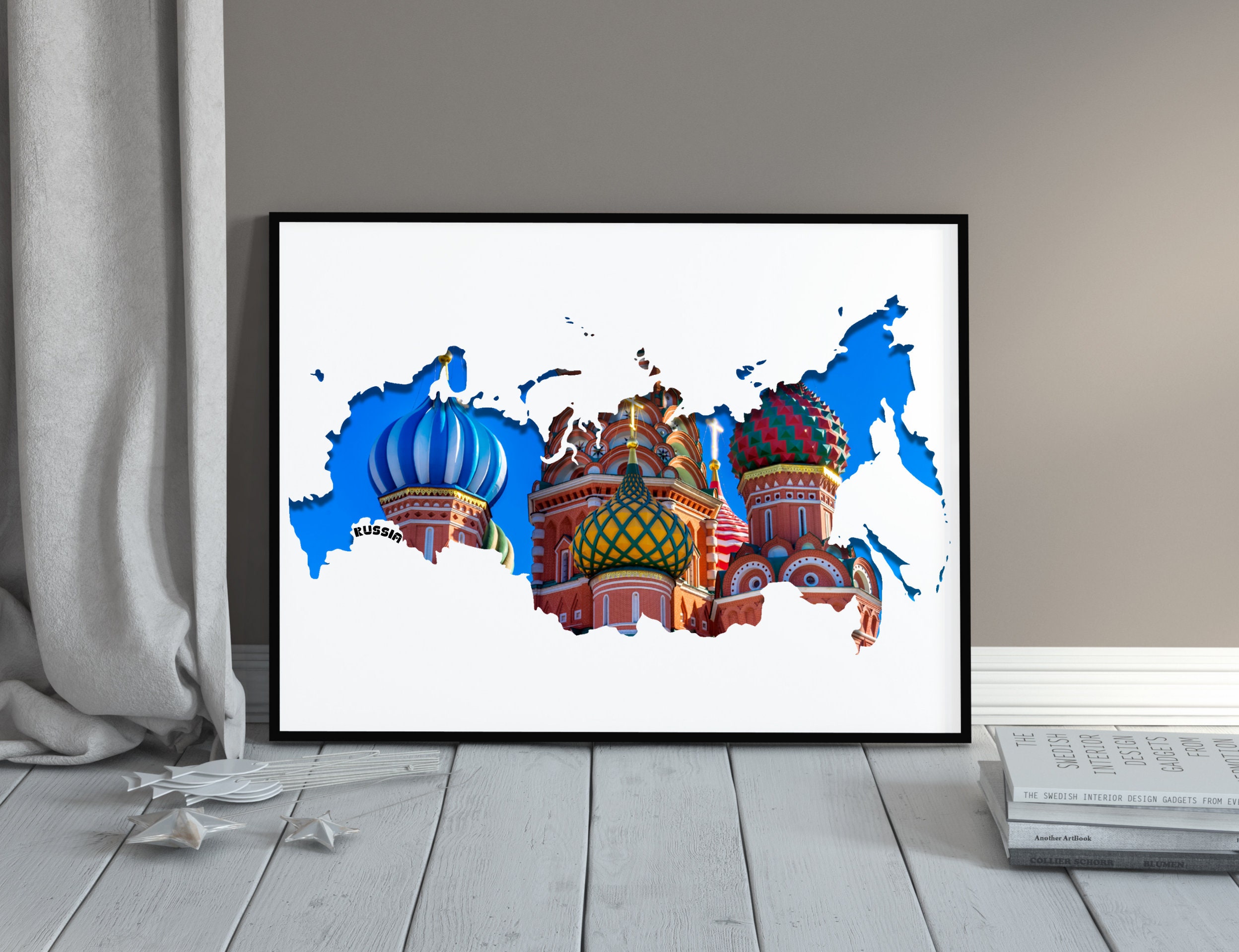 Russia Wall Art Map Printable Russian Design Home Decoration Digital ...