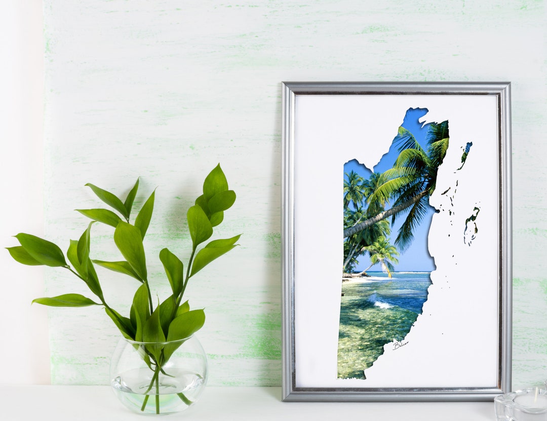 Caribbean Wall Art | Belize Map Print | Tropical Rainforest Home Decor ...