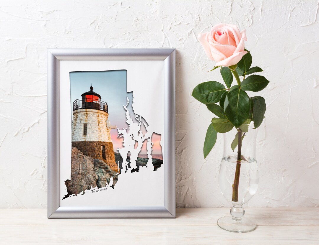 Rhode Island Wall Art Map | Printable Ocean State Design Home Decor ...