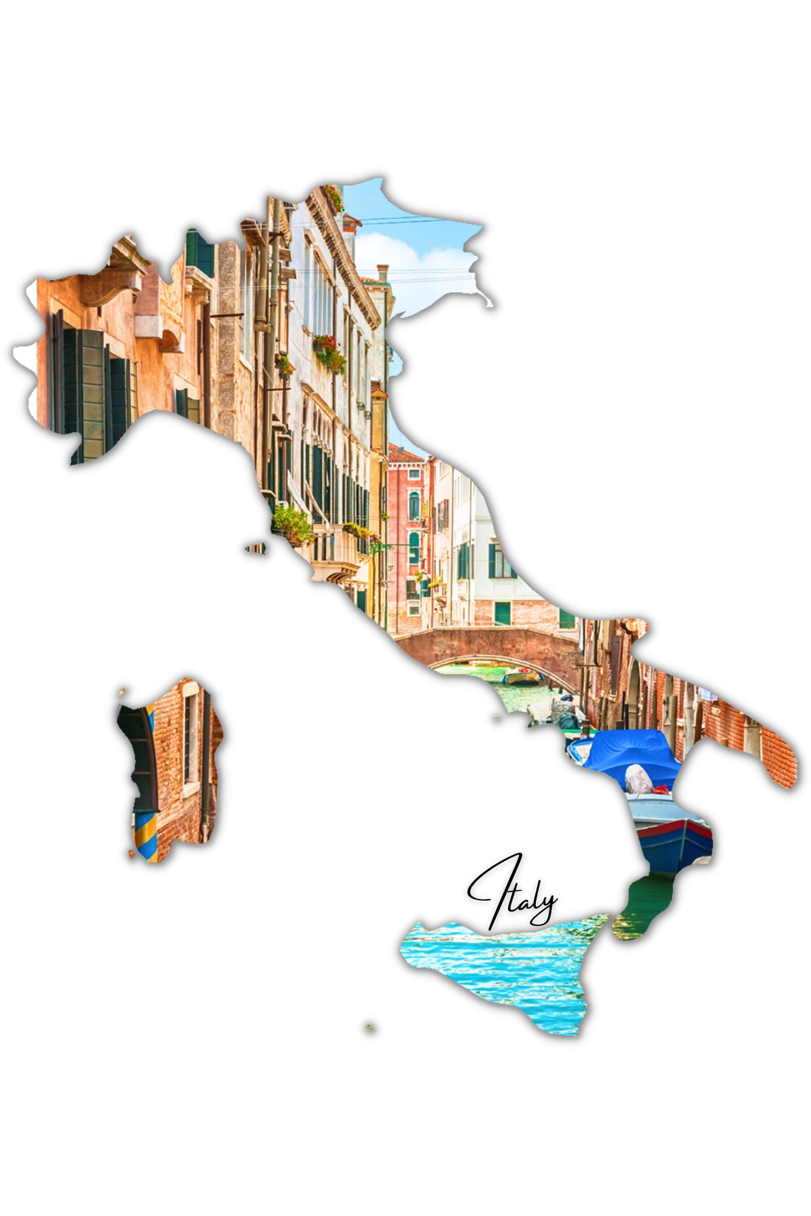 Italy Wall Art Map Printable Digital Download Canvas - Etsy