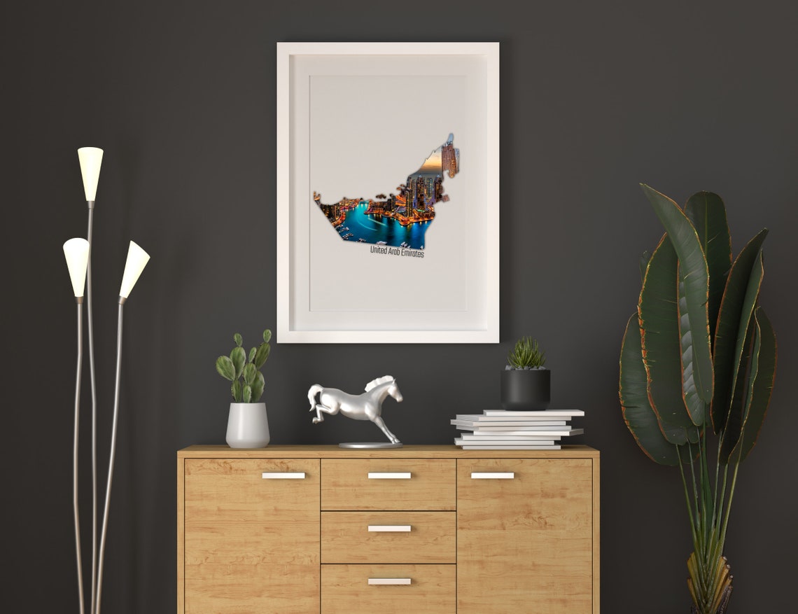 United Arab Emirates Wall Art Map | Printable UAE Cityscape Digital ...